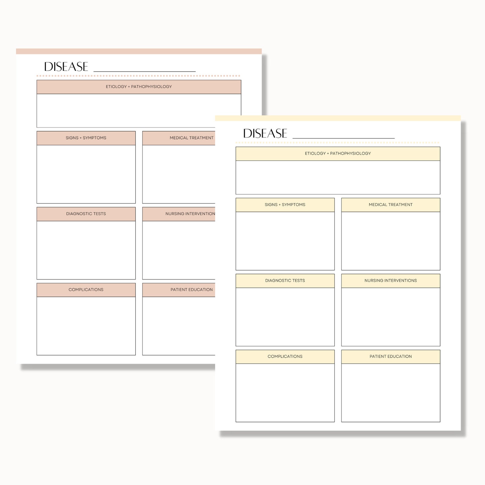 Printable Nursing Student Disease Template, Pathophysiology Nursing ...