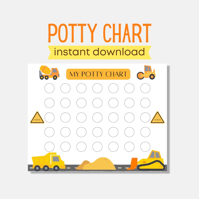 Printable Potty Training Chart, Construction Truck Sticker Chart ...