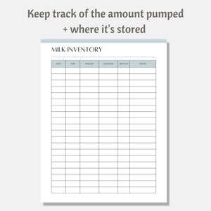 Breastfeeding Log, Pumping Log, Breast Pump Log, Breastmilk Inventory ...