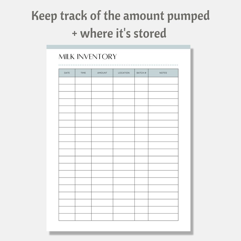 Breastfeeding Log, Pumping Log, Breast Pump Log, Breastmilk Inventory ...