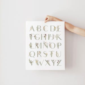 Set of 2 Floral Alphabet Numbers Poster, Wildflower Alphabet Poster ...