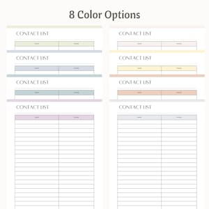 Printable Contact List, Contact Sheet, Phone Number List, Address Book ...