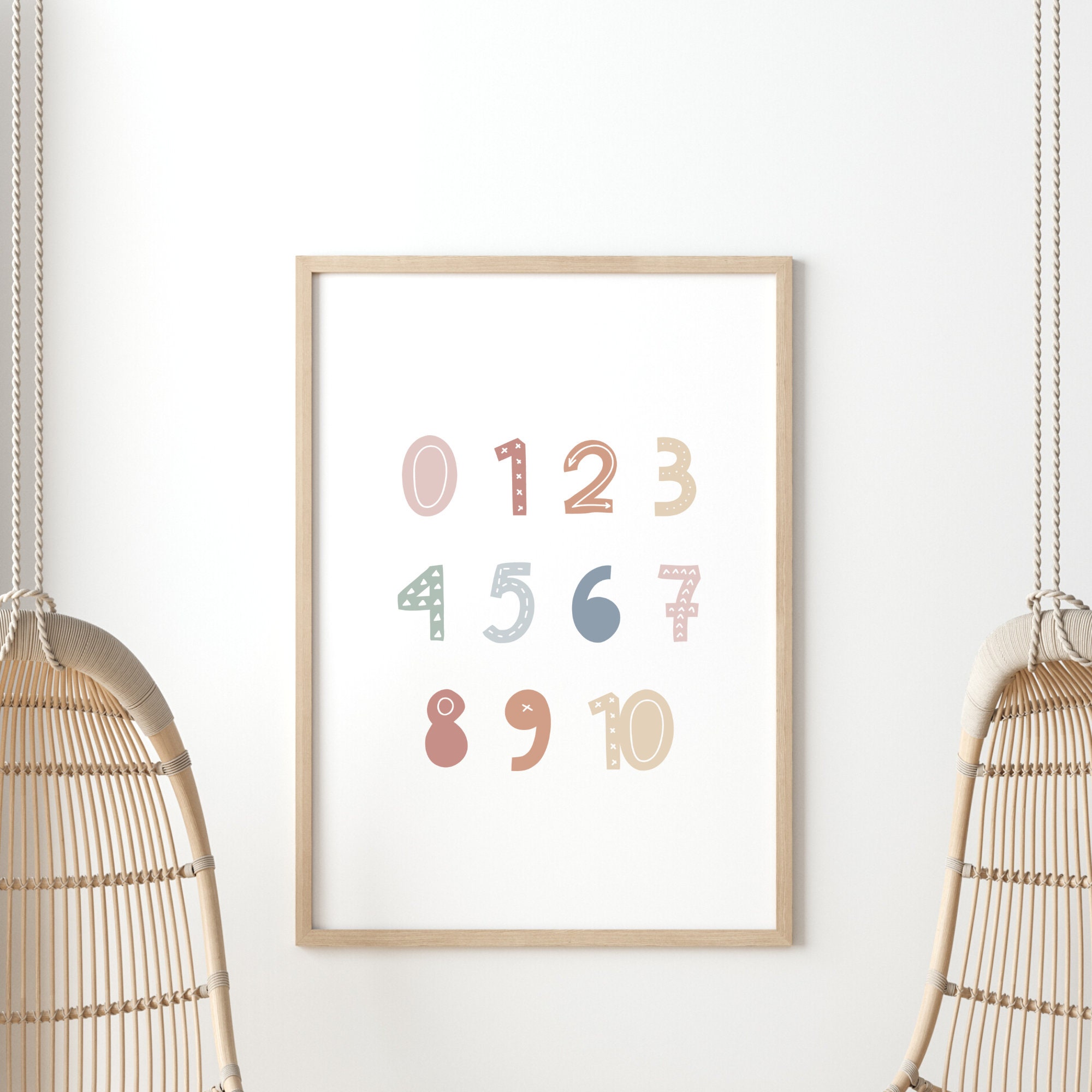 Set of 2 Rainbow Alphabet Numbers Poster, Colorful Funky Alphabet Print ...
