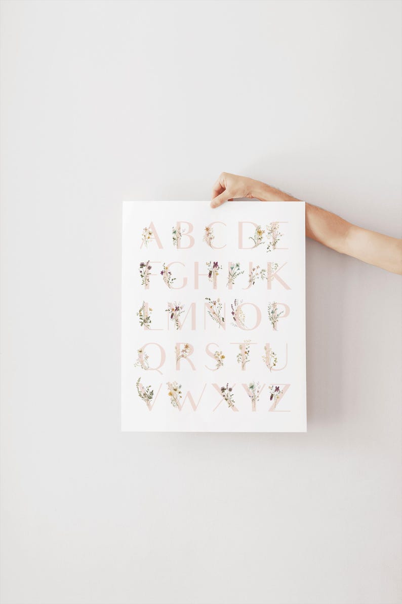 Floral Alphabet Poster, Wildflower Alphabet Poster, Printable Floral ...