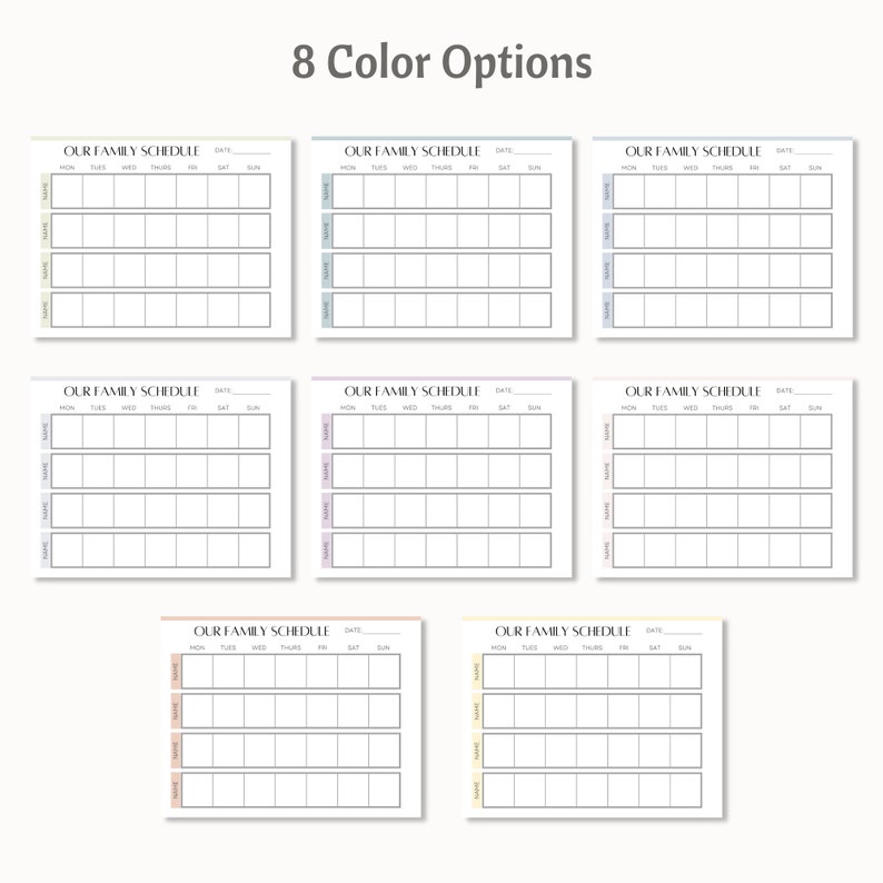 Weekly Family Schedule, Weekly Family Planner Printable, Customizable ...
