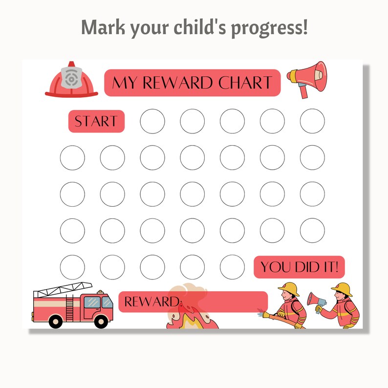Fire Truck Reward Chart Printable Sticker Chart Fire Truck - Etsy