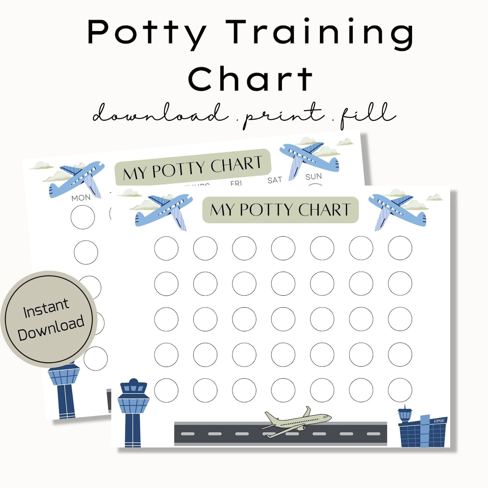 Airplane Potty Chart Potty Training Chart Sticker Potty - Etsy