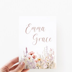 Custom Girl Name Print, Wildflower Nursery Prints, Personalized Name ...