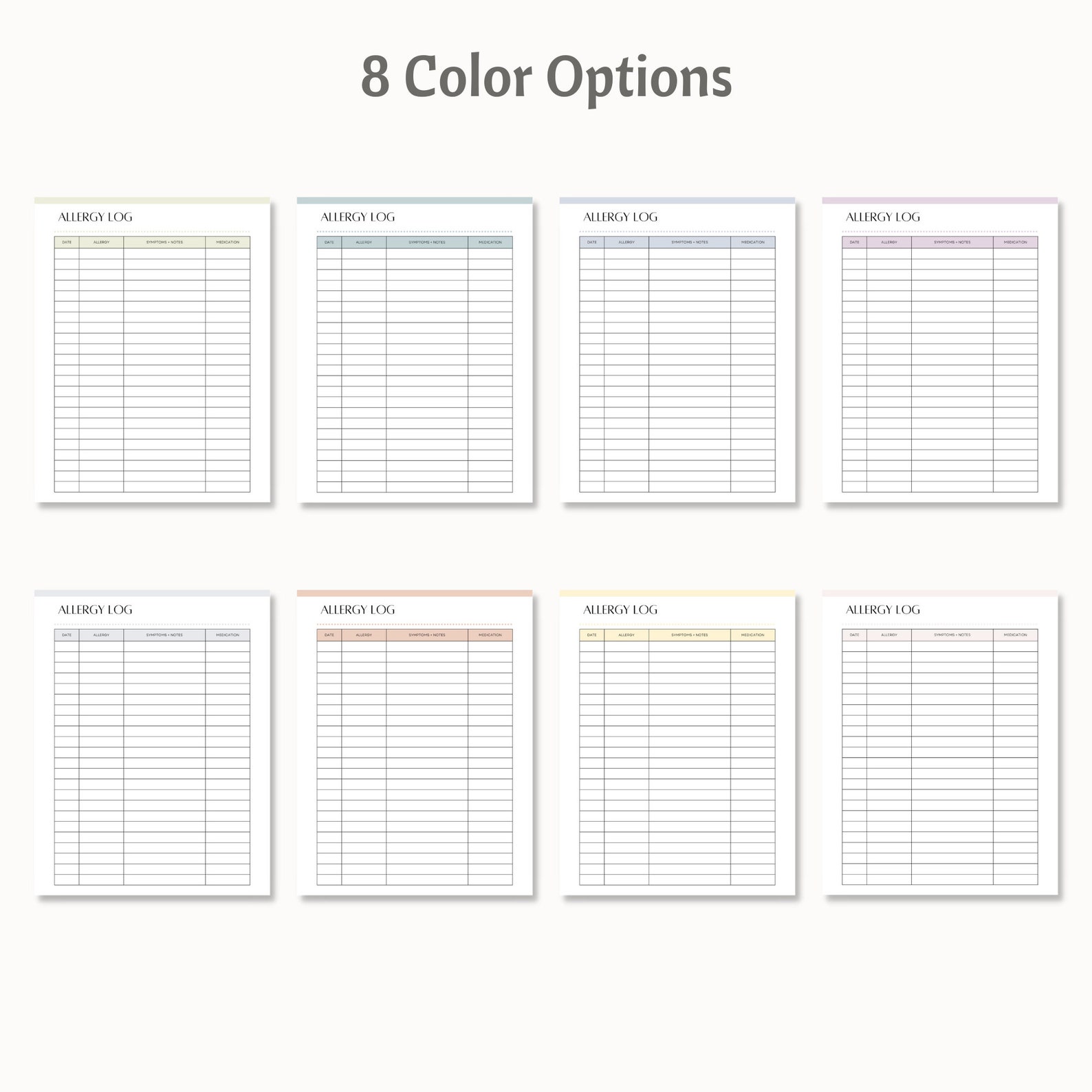 Printable Allergy Log Sheet, Health Records Tracker, Allergy Tracker ...