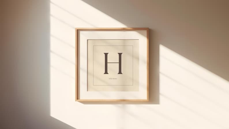 Custom Vintage Style Initial Print, Boy Name Square Print, Baby Girl ...