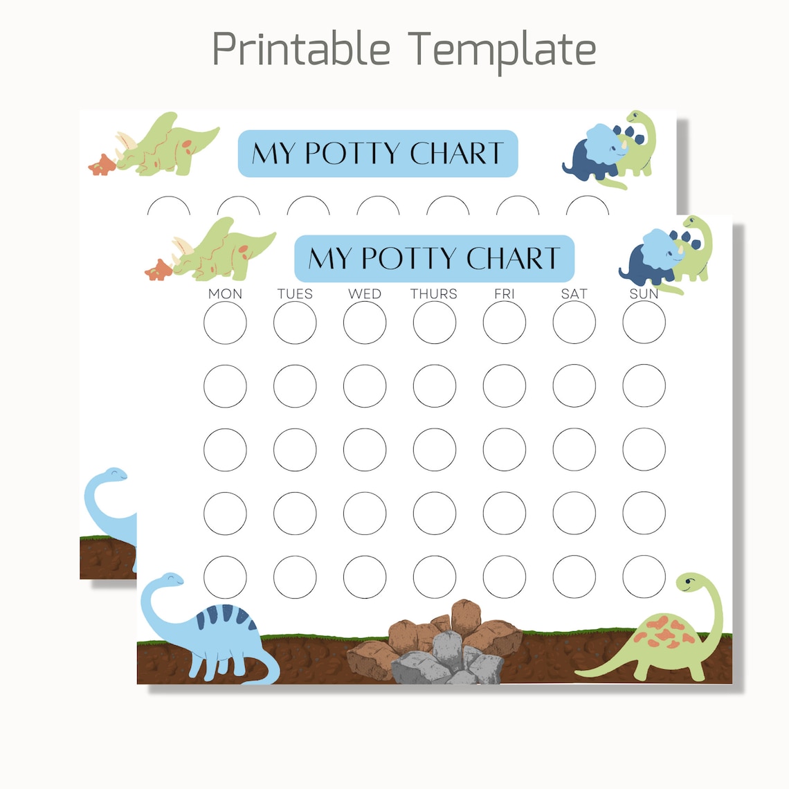 Dinosaur Potty Chart Dino Potty Training Chart Sticker Potty - Etsy