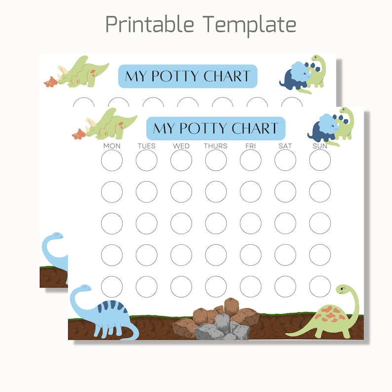 Dinosaur Potty Chart Dino Potty Training Chart Sticker Potty - Etsy