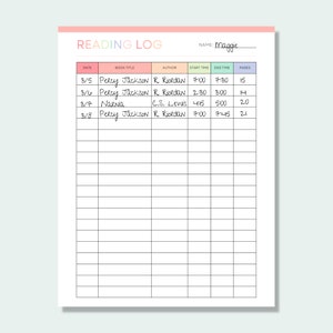 Printable Kids Reading Log, Summer Reading Log, Daily Reading Log ...
