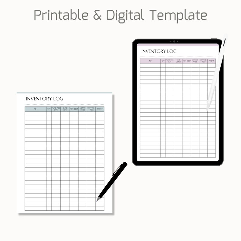 Printable Reseller Inventory Log, Inventory Spreadsheet, Inventory ...