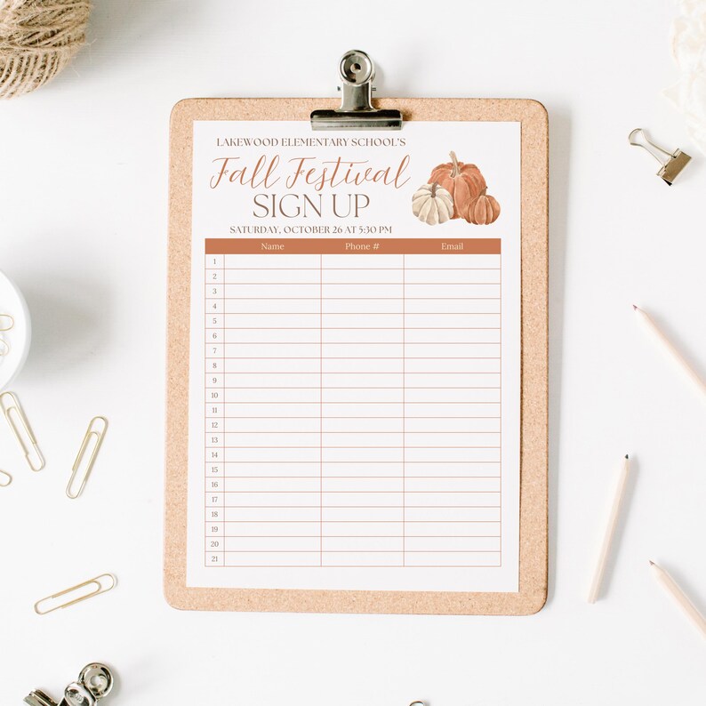 Editable Fall Festival Volunteer Sign up Sheet Template, Thanksgiving ...