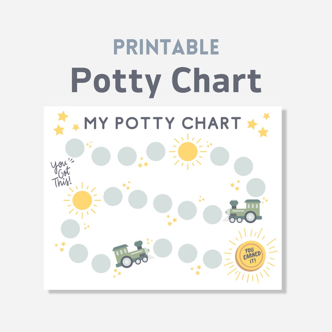 Trains Potty Chart, Potty Training Chart, Sticker Potty Chart, Toddler ...