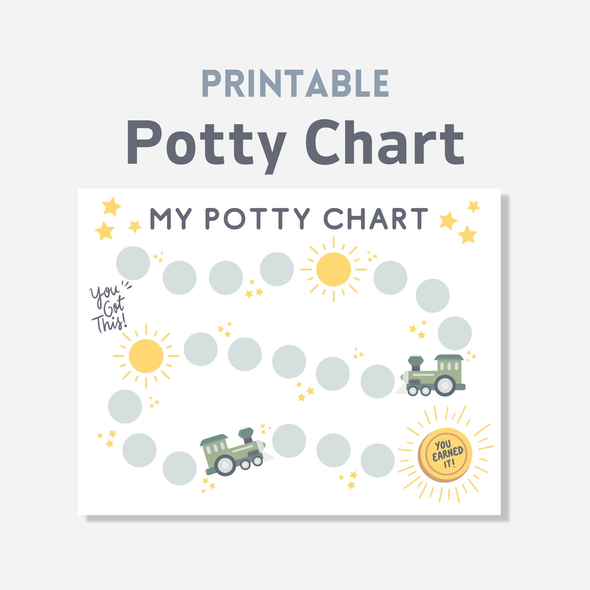 Trains Potty Chart, Potty Training Chart, Sticker Potty Chart, Toddler ...