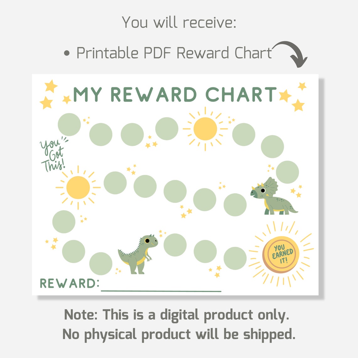 Dino Reward Chart Printable Dinosaur Sticker Chart Toddler - Etsy