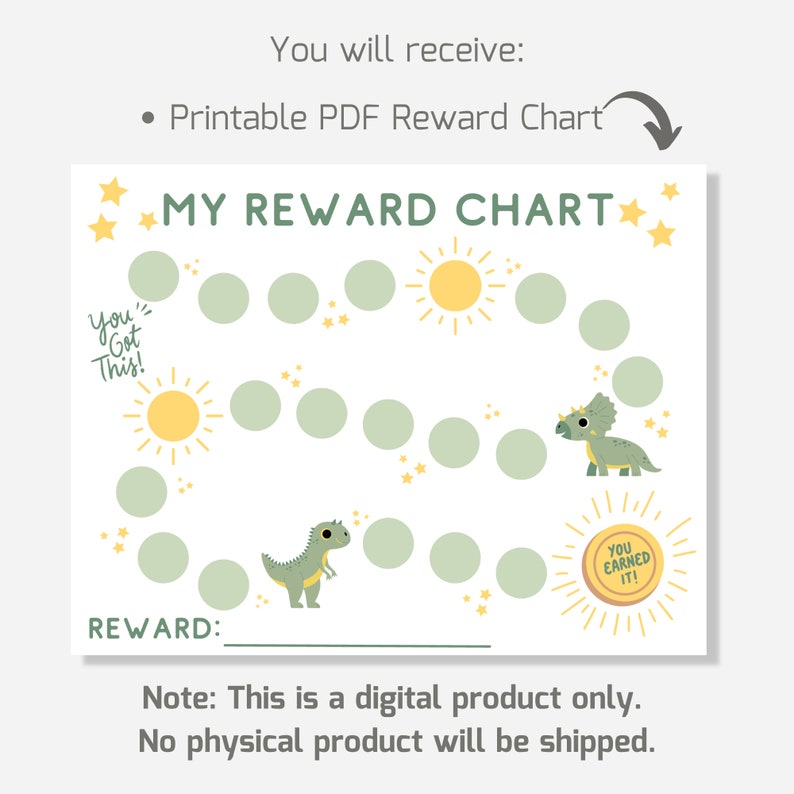 Dino Reward Chart Printable Dinosaur Sticker Chart Toddler - Etsy