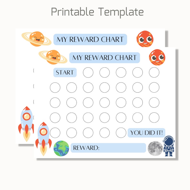 Space Reward Chart Printable Sticker Chart Space Chart - Etsy