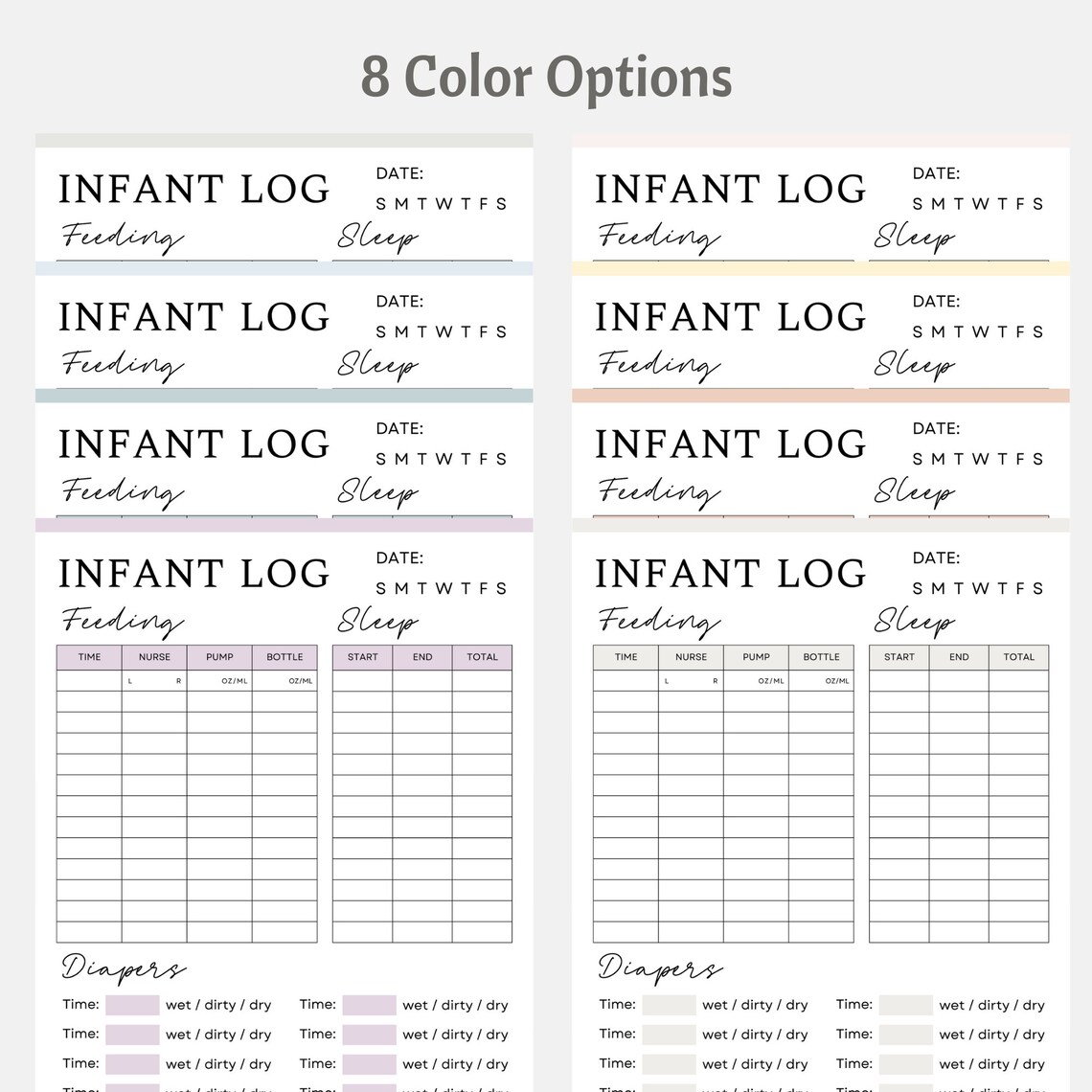 Newborn Daily Care Log, Infant Log, Breastfeeding Log, Postpartum Baby ...