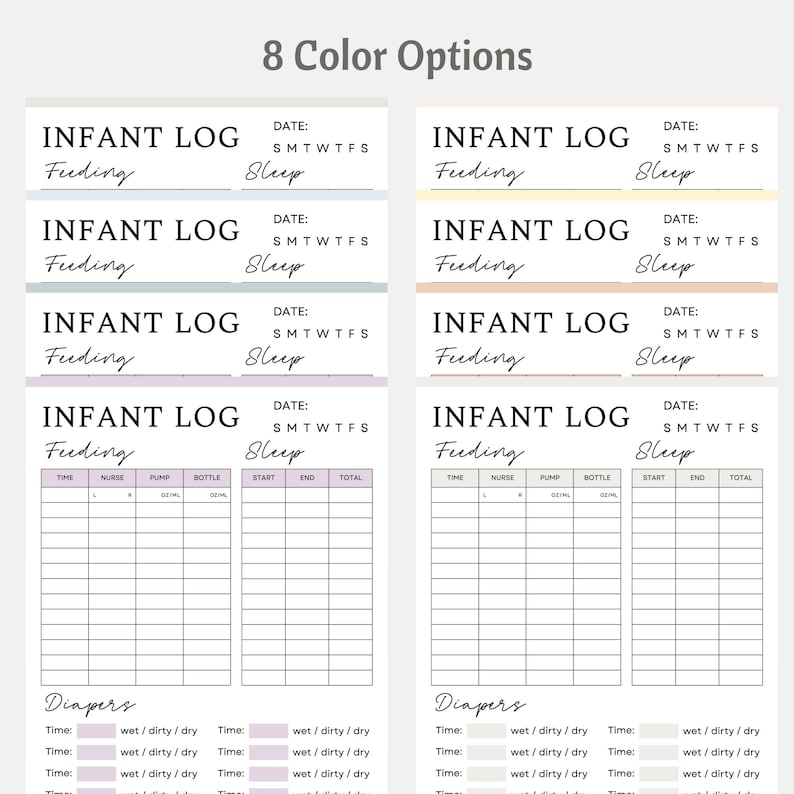 Newborn Daily Care Log, Infant Log, Breastfeeding Log, Postpartum Baby ...