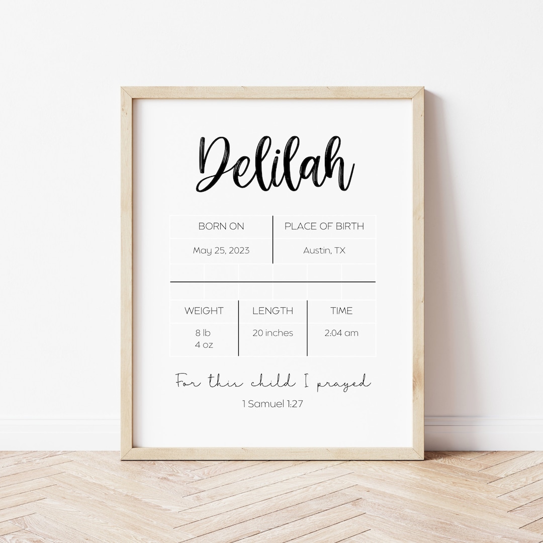 Personalized Baby Birth Stats Print, Bible Verse Nursery Decor ...