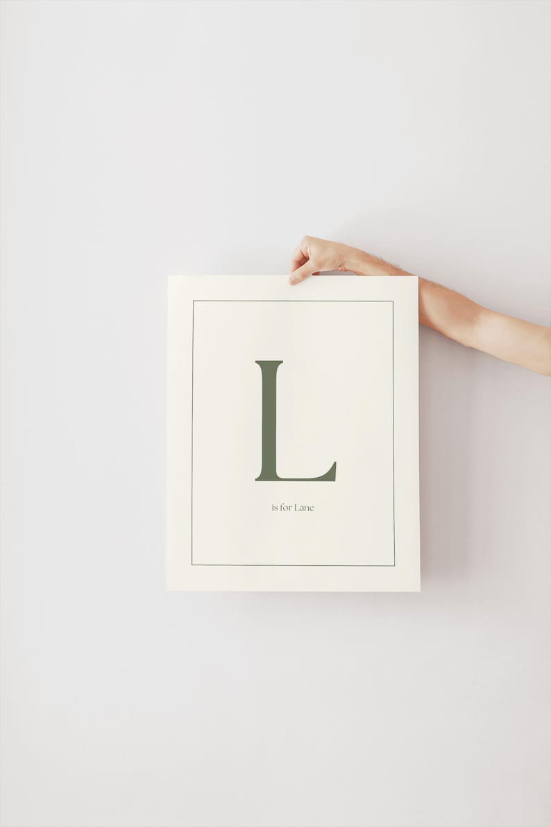 Custom Vintage Style Initial Print, Boy Name Print, Baby Girl Nursery ...