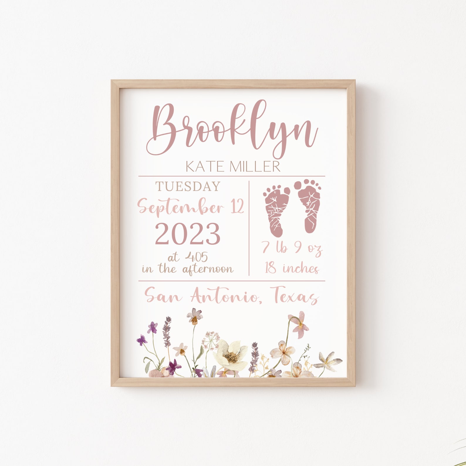 Baby Birth Stats Sign Girl, Printable Newborn Birth Details Print ...
