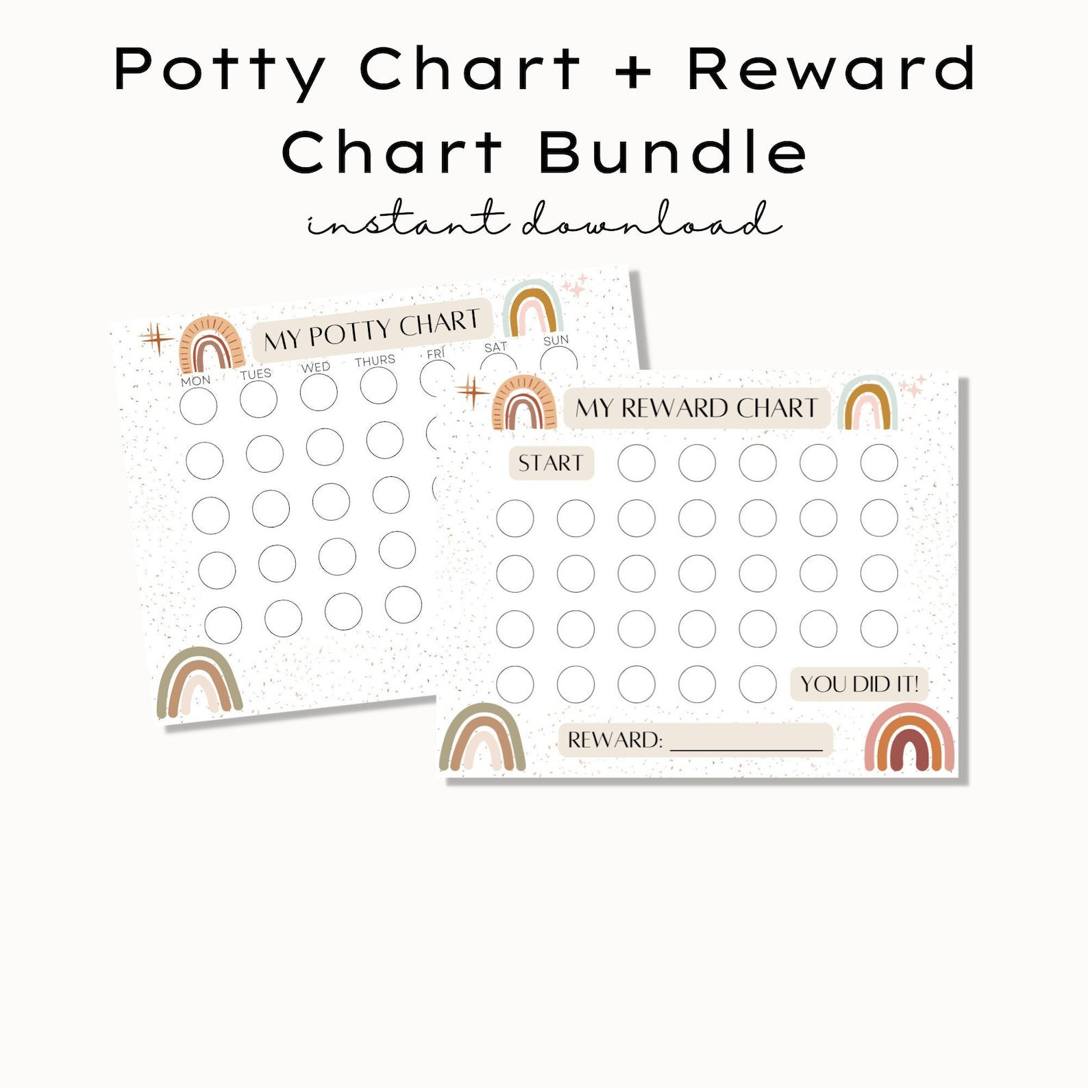 Boho Rainbow Reward Chart Boho Rainbow Potty Chart Printable - Etsy