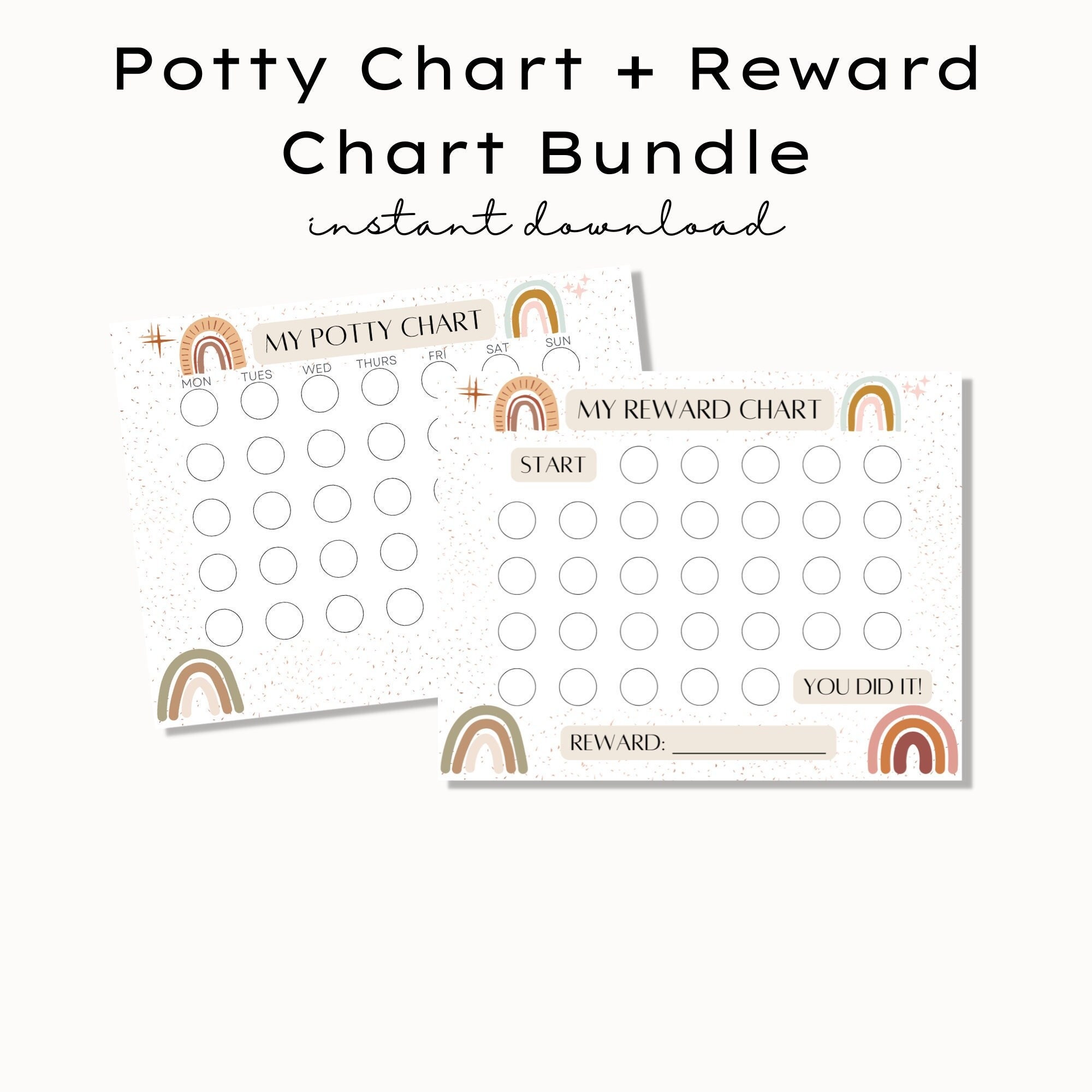 Boho Rainbow Reward Chart Boho Rainbow Potty Chart Printable - Etsy