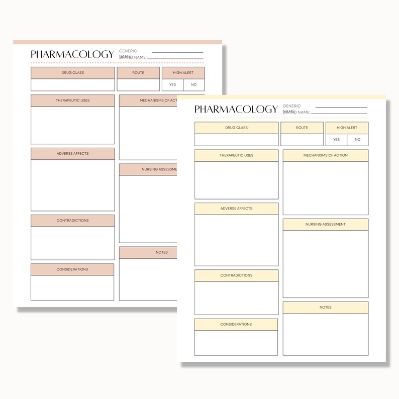 Printable Nursing Pharmacology Template, Pharmacology Notes, Nursing ...