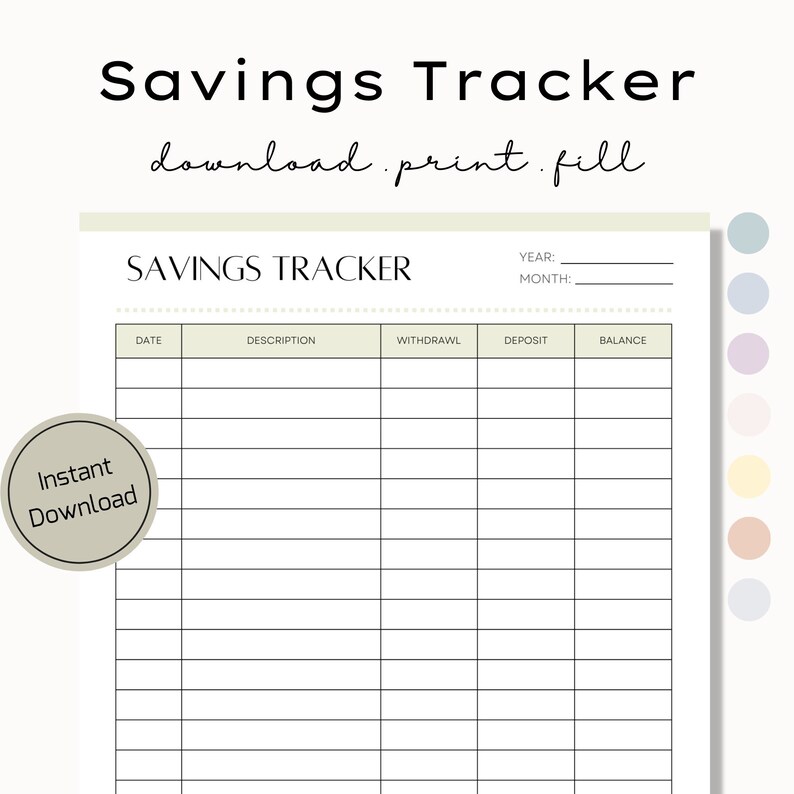 Printable Savings Tracker Sinking Funds Tracker Savings - Etsy