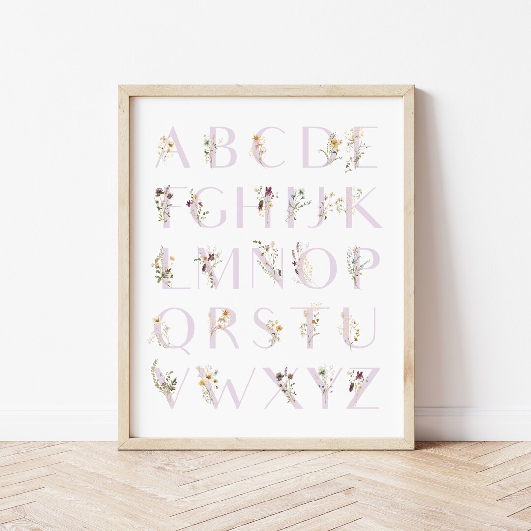 Wildflower Alphabet Poster, Floral Alphabet Print, Printable ...