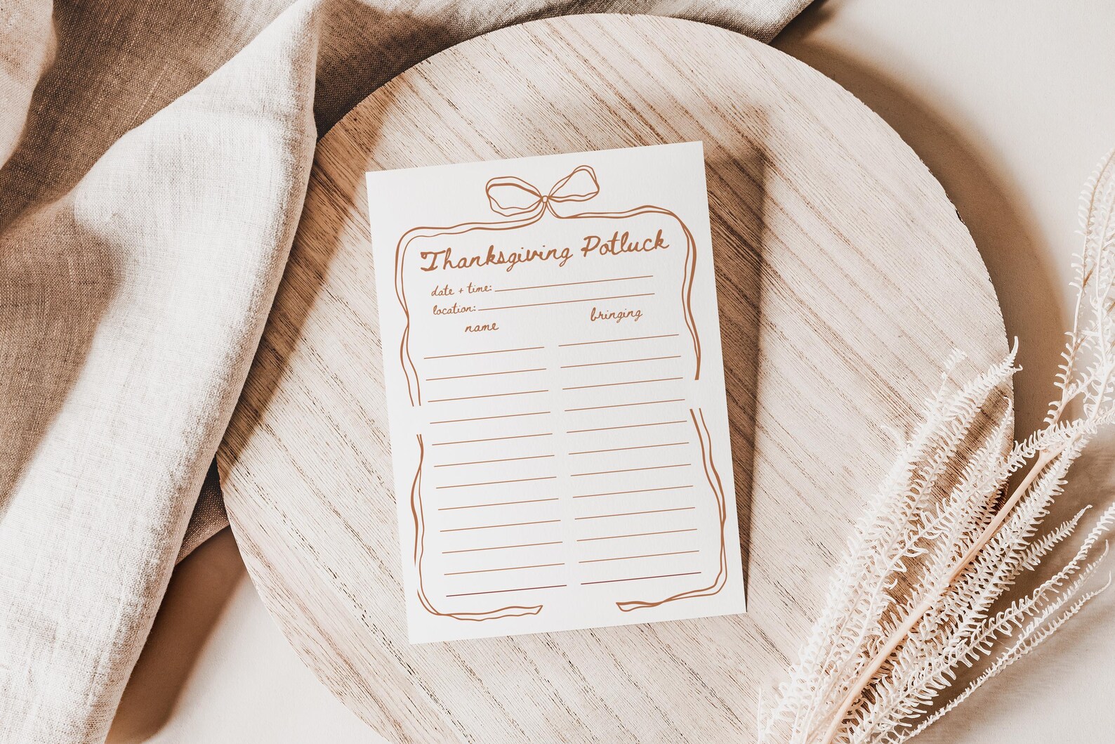 Whimsical Thanksgiving Potluck Sign up Sheet Template, Friendsgiving ...