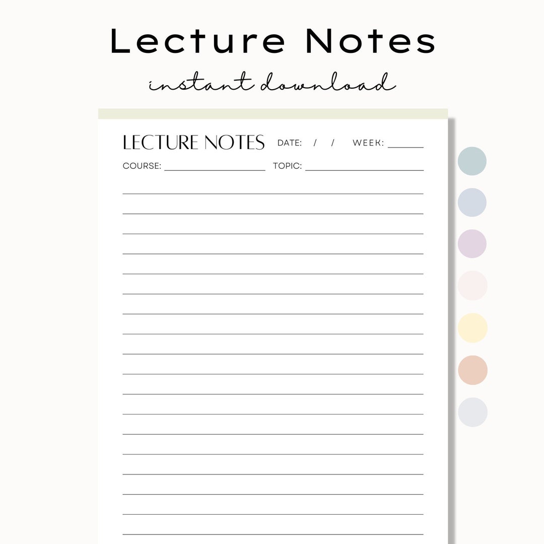 Notes de cours imprimables, Papier pour notes ligné, Papier pour cahier ...