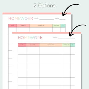Printable Kids Homework Planner, Elementary Homework Tracker ...