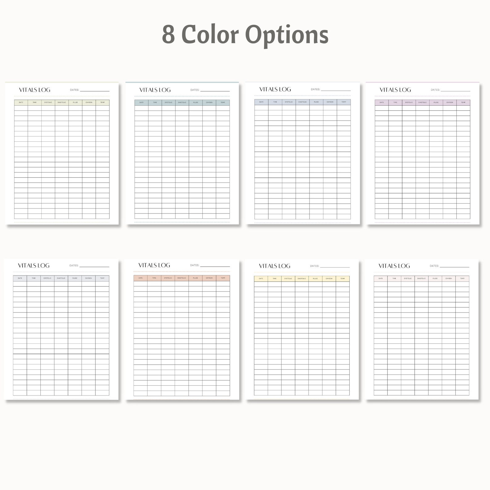 Printable Vitals Tracker, Vitals Log Sheet, Vital Sign Log, Nursing ...