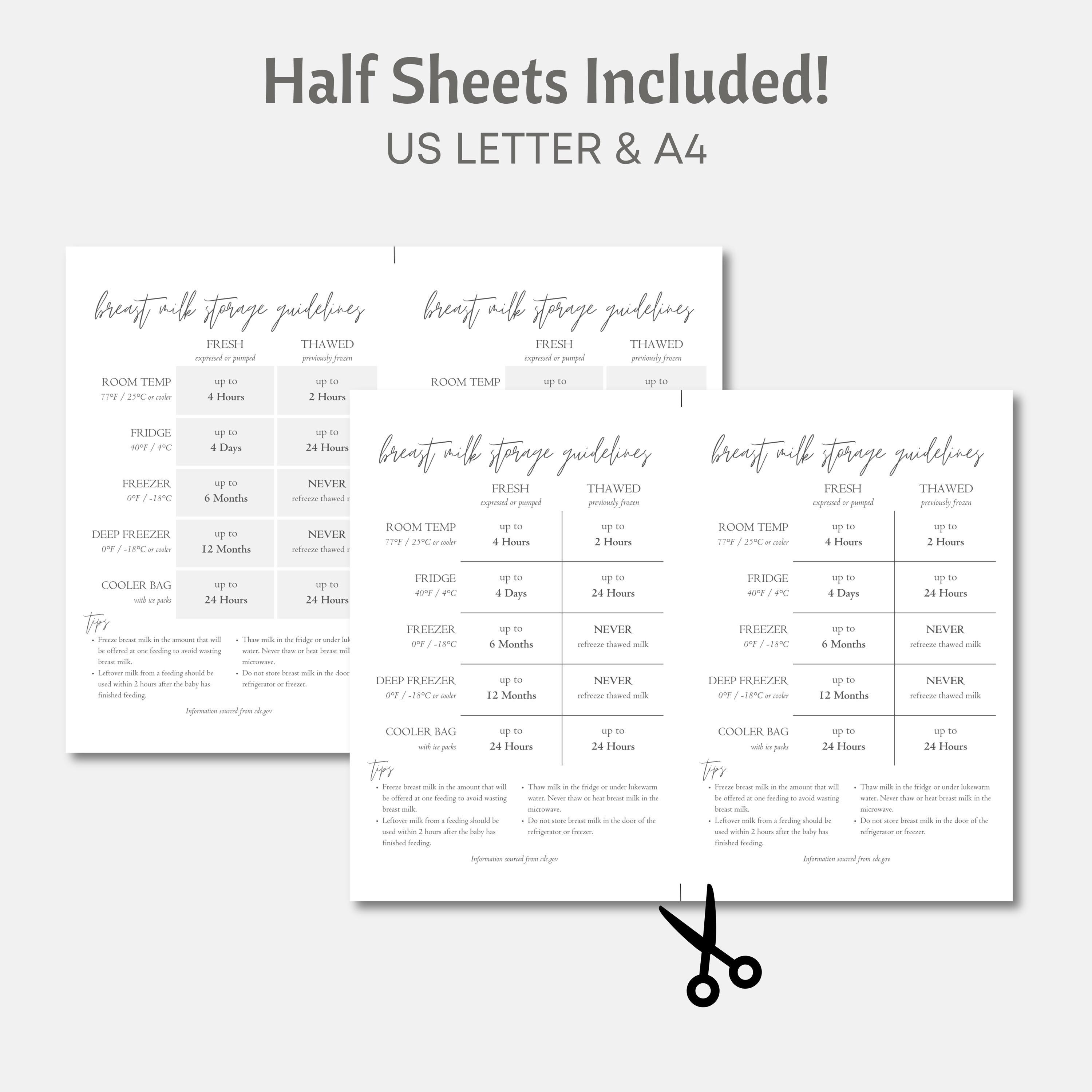 Printable Breast Milk Storage Guidelines Sheet, Breastmilk Reference ...