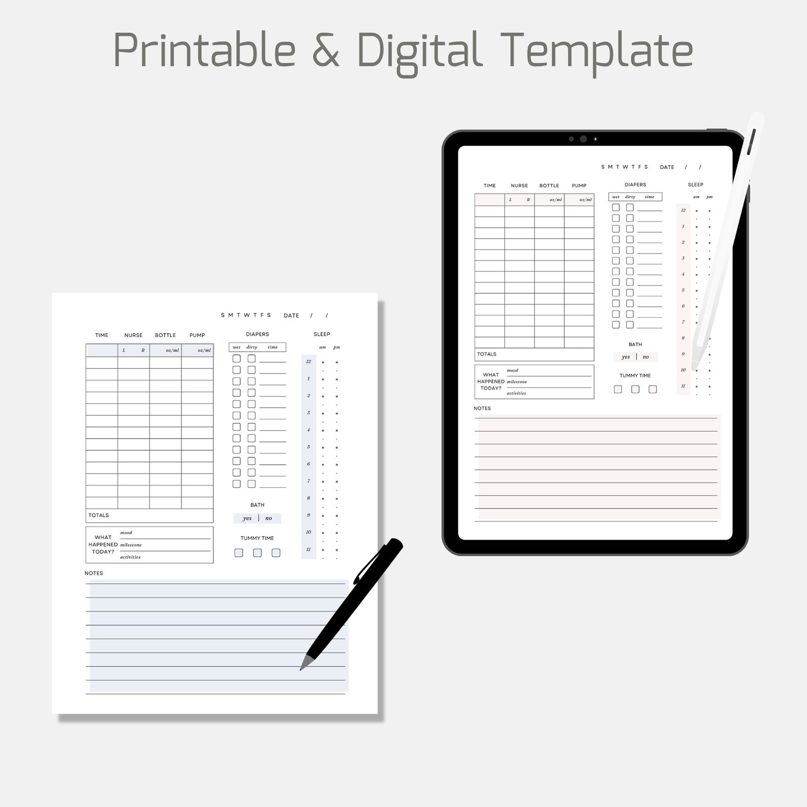 Newborn Daily Care Log, Breastfeeding Log, Baby Milestone Tracker ...