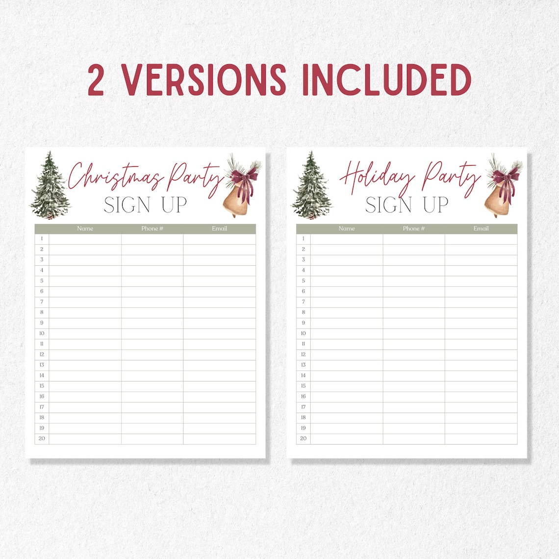 Christmas Party Sign up Sheet Holiday Party Sign up Sheet - Etsy Canada