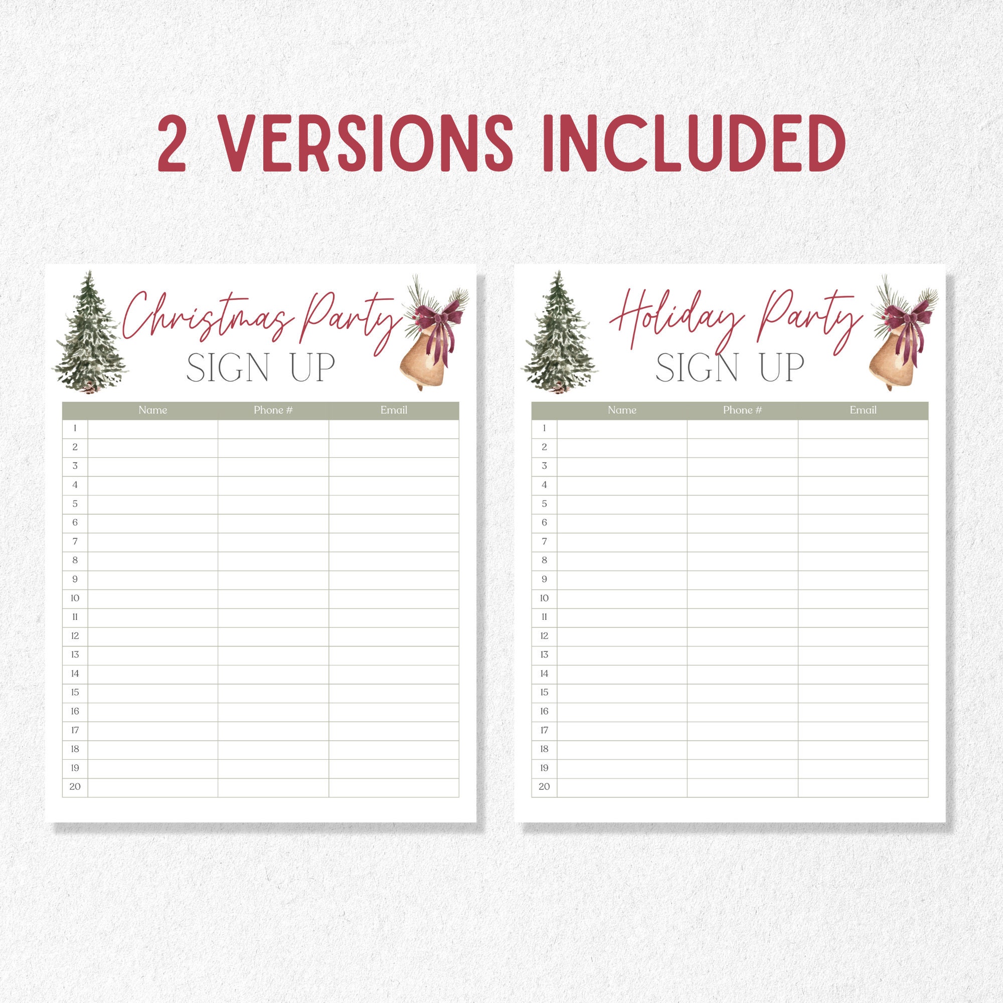 Christmas Party Sign up Sheet Holiday Party Sign up Sheet - Etsy Canada
