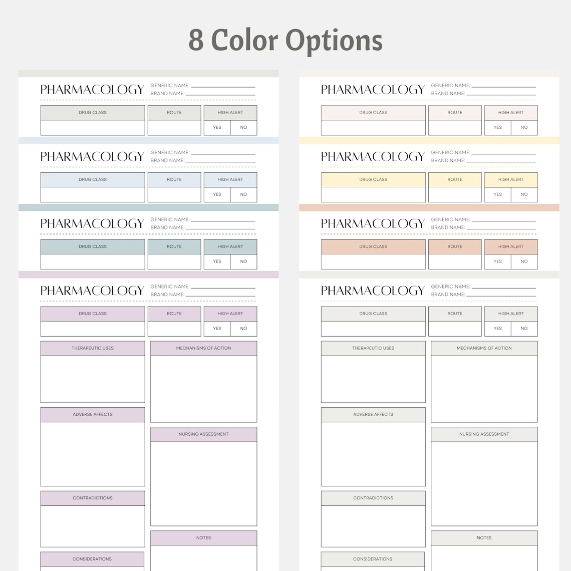 Printable Nursing Pharmacology Template, Pharmacology Notes, Nursing ...