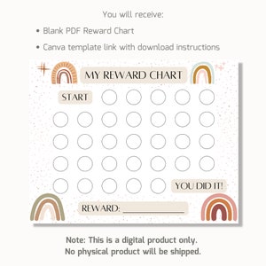 Boho Rainbow Reward Chart Printable Sticker Chart Rainbow - Etsy