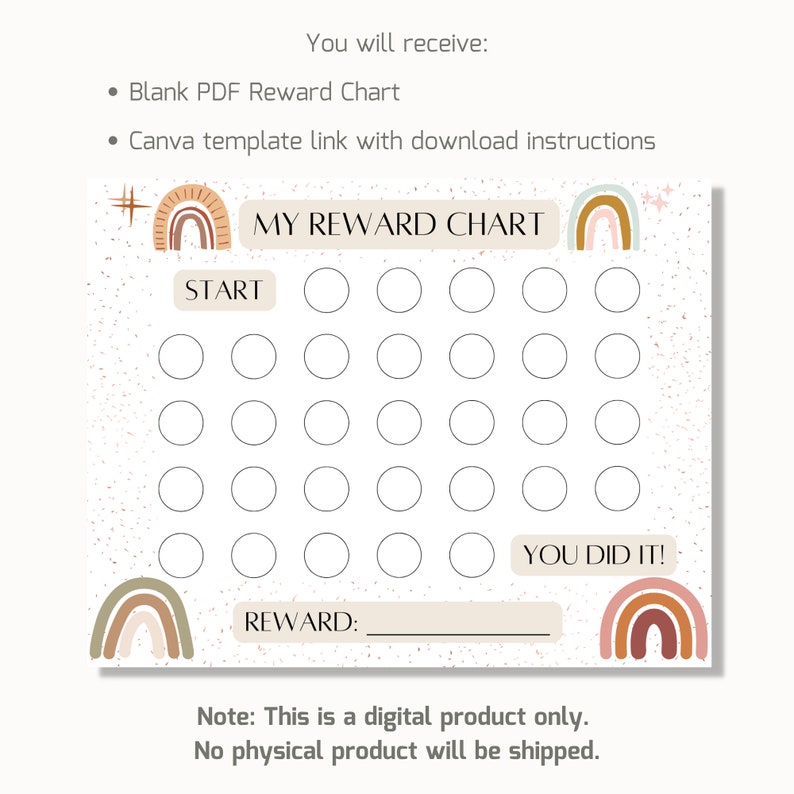 Boho Rainbow Reward Chart Printable Sticker Chart Rainbow - Etsy