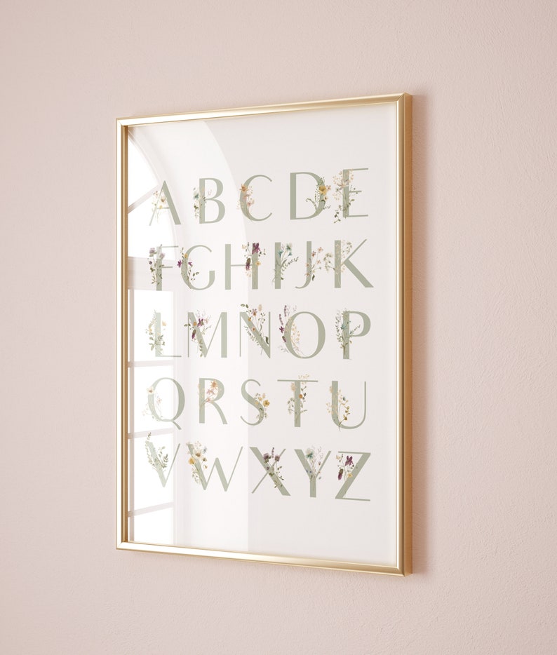 Floral Alphabet Poster, Wildflower Alphabet Poster, Printable Floral ...