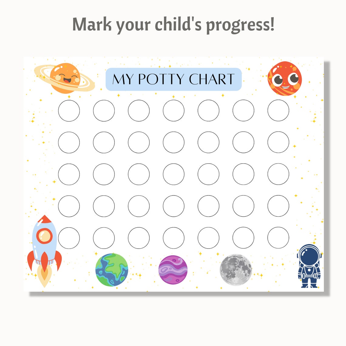 Space Potty Chart Potty Training Chart Sticker Potty Chart - Etsy