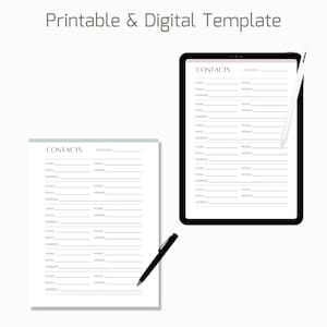 Printable Contact List Sheet, Client Contact Info, Address Book ...