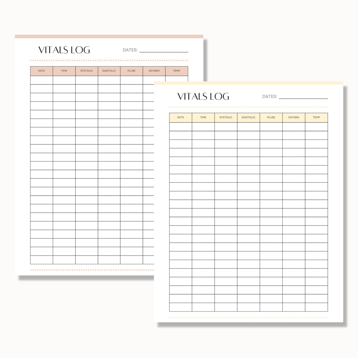 Printable Vitals Tracker Vitals Log Sheet Vital Sign Log - Etsy