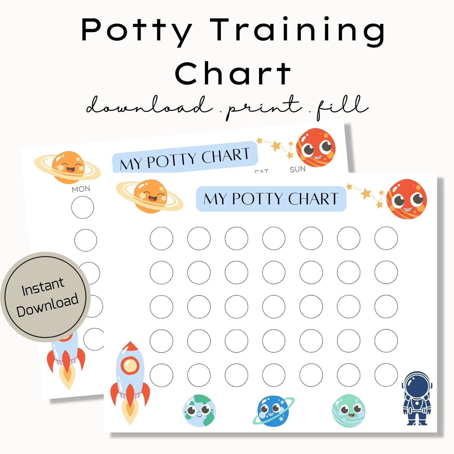 Space Potty Chart Potty Training Chart Sticker Potty Chart - Etsy